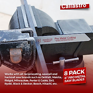 6-Inch Thick Metal Cutting Reciprocating Saw Blades (18 TPI) Made of Long Lasting Bi-Metal (HSS Teeth Bonded to HCS Body) - 8 Pack - Caliastro