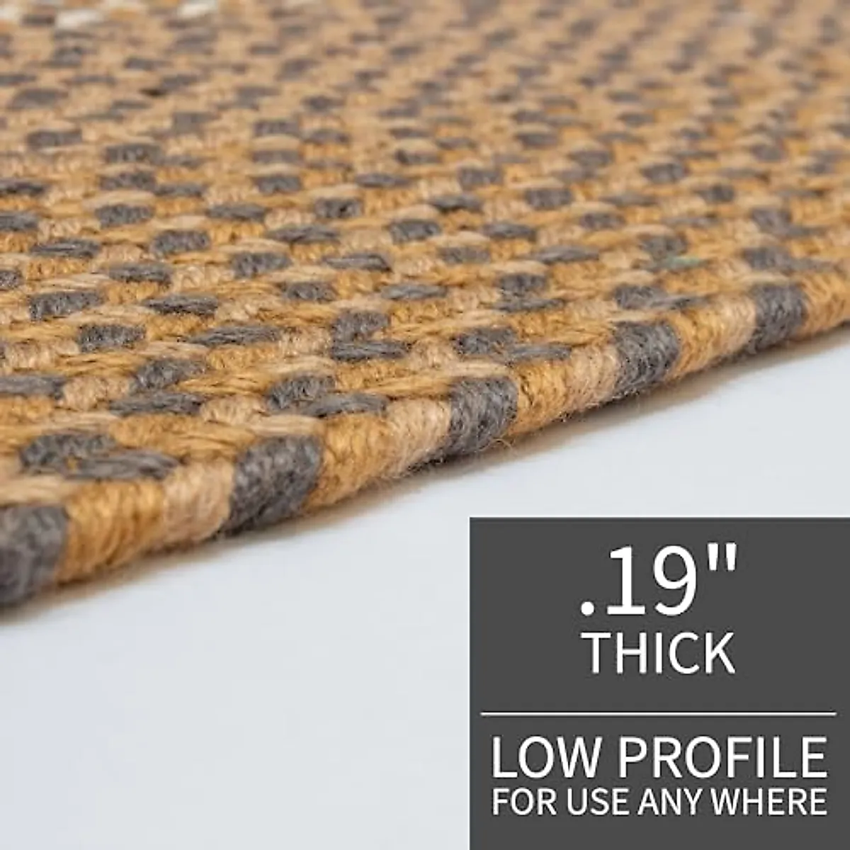 Super Area Rugs Brown Braided Rug for Kitchen/Dining Room, Taupe Gray Indoor Outdoor Braided Rug for Patio/Porch 4' x 6' Oval