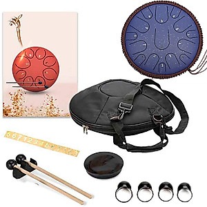 Steel Tongue Drum 15 Note 14 Inch Harmonic Tank Drum Handpan Drum Meditation Yoga Zen with Mallets Travel Bag for Beginner Music Lovers Gift (Color : Black)