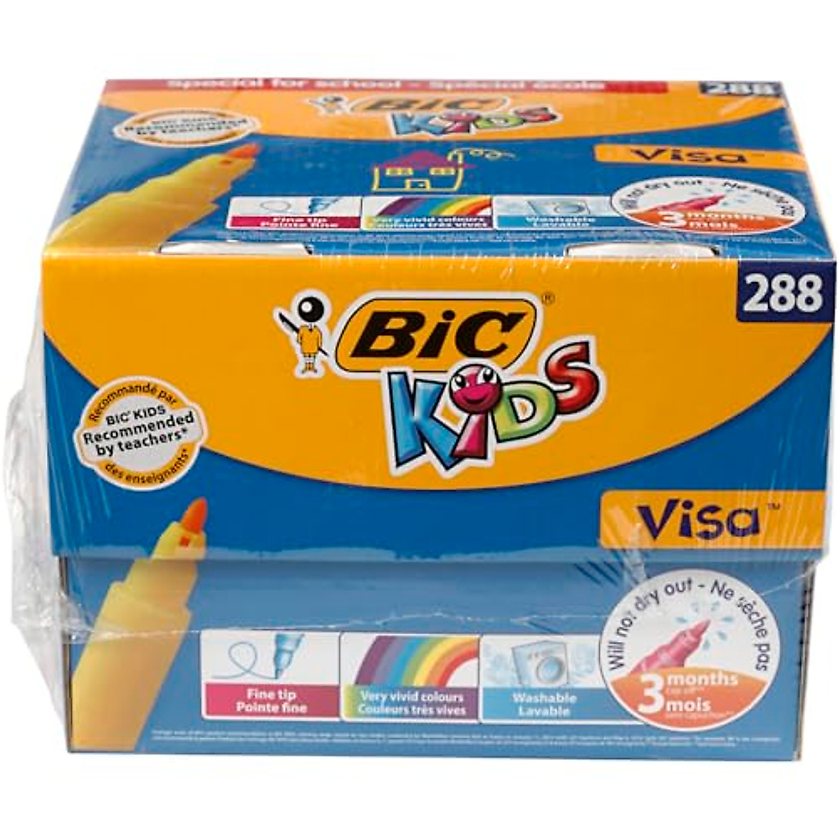 BIC Kids Visa Felt Pens - Assorted Colours, Classpack of 288