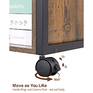 Kavonty Lateral File Cabinet,Office Filing Cabinets with Socket and USB Charging Port,Modern Rolling Printer Stand with Storage for A4, Letter Size and File Folders,for Home Office, Rustic Brown