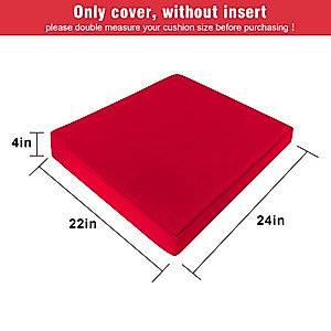 GUEGLSA Replacement Outdoor Cushion Covers 24x22x4 inch, Waterproof Patio Seat Cushion Slipcovers, Chair Cushion Slip Cover, Set of 2, Red