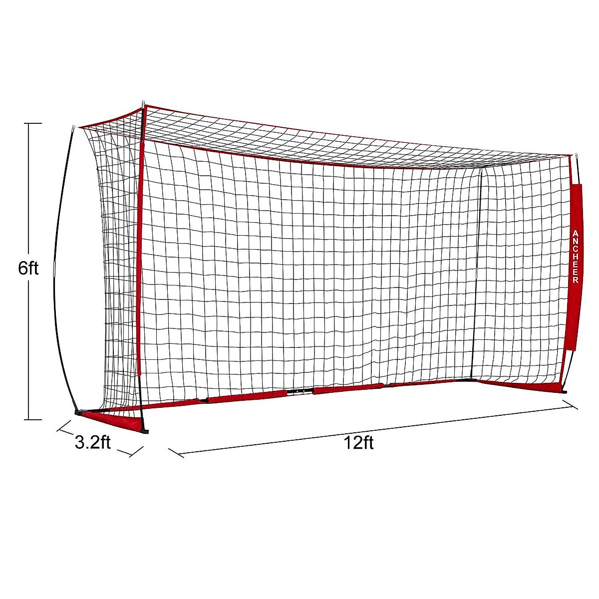 Portable Soccer Goal Net for Teens/Adults - Quick Set-Up Soccer Net for Backyard（12 x 6 ft）