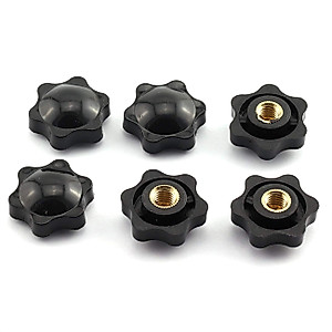 ZRM&E 6PCS 31# M8 Knurled Grip Knob Head with Copper Threaded Insert Plastic Hexagon Shape Thumb Knob