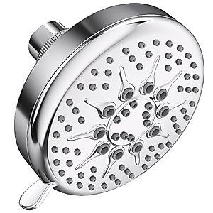 GIMBELEN 5 Settings High Pressure Shower Head, 4 Inch High Flow Bathroom Rain Fixed Shower Heads, Duchas Para Shower Modernas with Pressure Boosting, 1.75 GPM, Polished Chrome