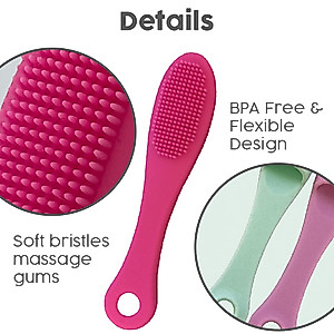 SIMENA Silicone Dog Toothbrush, Ergonomic Dog Tooth Brush with Improved Design, Cat Finger Toothbrush for Pet Dental Care, Finger Brushes Suitable for Small Breeds, Puppies and Cats (Pack of 3)