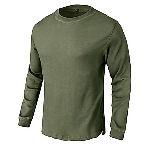 Angbater Men's Slim Fit Long Sleeve T Shirt Lightweight Casual Crewneck Workout Bodybuilding Tee Shirts for Men Green