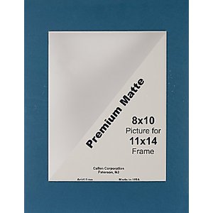 CALLEN CORPORATION Photo Mat 11"X14" Single Hand-Cut W/Bevel Edge, Dark Blue (Navy) W/White Core