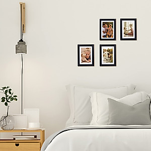 Giftgarden 4x6 Picture Frame Set of 4, 5x7 Frames Matted to 4 by 6 Pictures with Mat or 5 by 7 Photos without Mat, Wall Hanging or Tabletop Display, Black