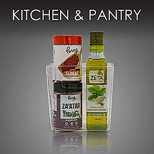 Brookstone BKH6252 [3 Pack] Clear Plastic Storage Bins, Closet and Accessories Organizer, Kitchen/Pantry/Refrigerator & Freezer Food Container, Under Sink Cleaning Supplies Basket [BPA Free], Acrylic