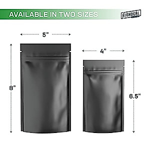 100 Pack 6.5x4&quot; Black Mylar Bags for Food Storage &amp; Dried Herbs - Mylar Bag for Edible Packaging - Multi-Usage Smell Proof Mylar Bags - Resealable Smell Proof Bags - Heat Sealable Bags