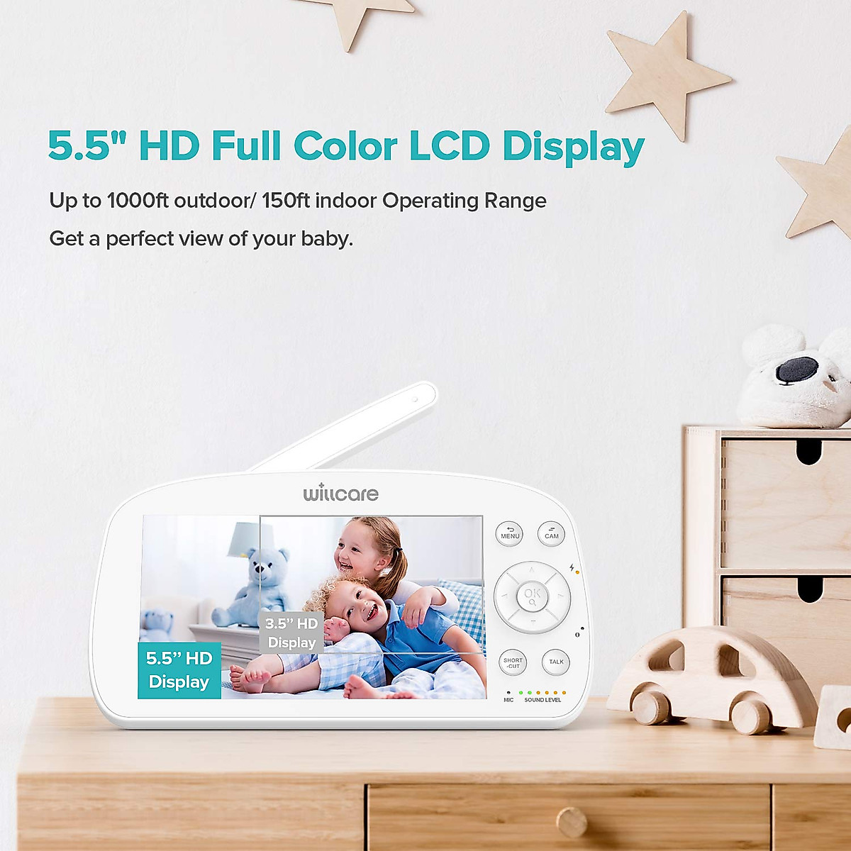 Baby Monitor, 5.5" 720P HD Display Video Baby Monitor with Camera and Audio, 5000mAh Battery, Remote Pan&Tilt&Zoom, Two-Way Talk,Temperature Monitor, Night Vision, Lullaby Player, 960ft Range