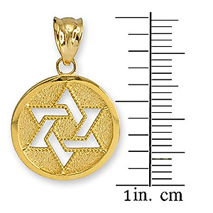 Fine 10k Yellow Gold Milgrain-Edged Medal Jewish Star of David Charm Pendant