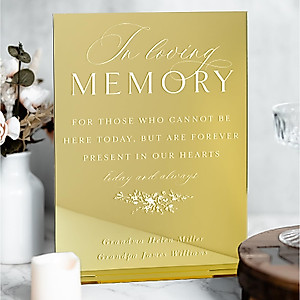 JINMURY 8x10 Inch Gold Acrylic Sign with Stand | 5 Pack Blank Acrylic Table Signs and Base for DIY Wedding Table Numbers, Wedding Signage, Events& Parties