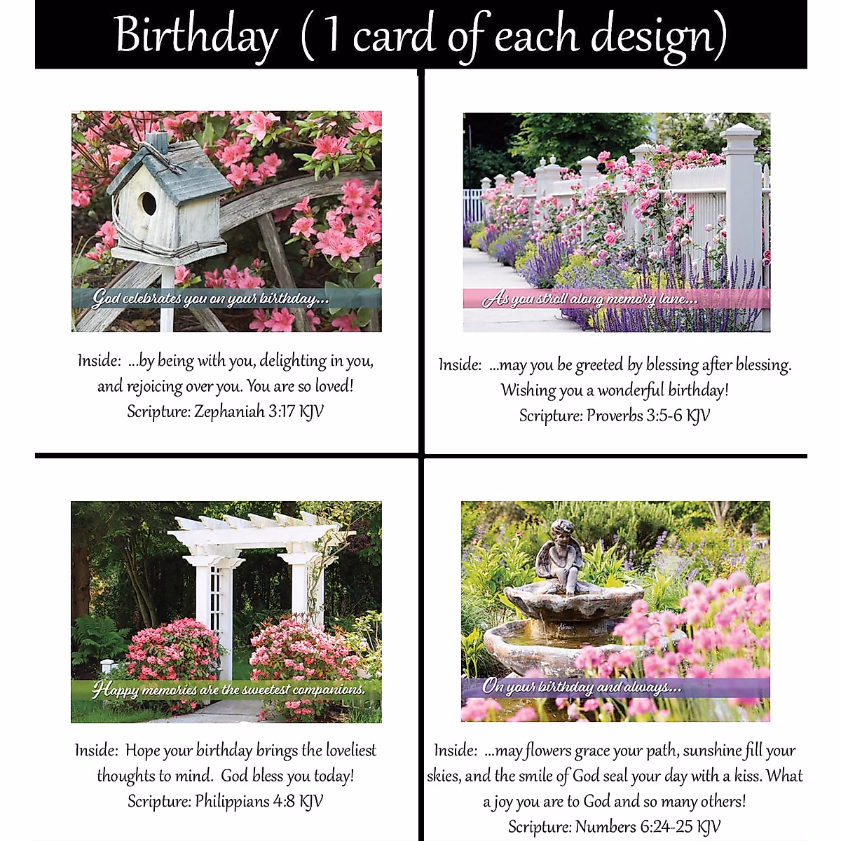 Birthday (No Repeated Cards) 32 Designs Christian/Religious Greeting Card Assortment #3 ~ Scripture in every card