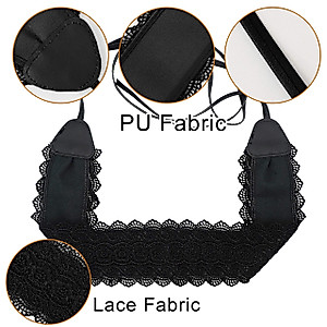 Lovful Womens Lace Waist Belt Wrap Self Tie Obi Style Belt Faux Leather Cinch Boho Dress Belts,Black