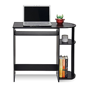 Furinno Simplistic Easy Assembly Computer Desk, With Keyboard Tray, Espresso/Black