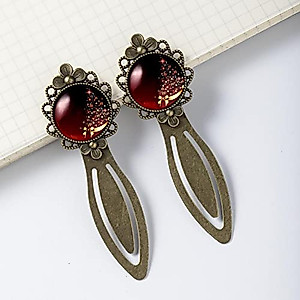 Red Christmas Tree Star Vintage Bookmark Gift Box Set for Students Teachers School Library Page Holder with Crystal Glass