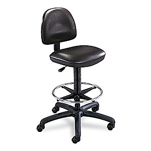 Safco 3406Bl Precision Extended Height Swivel Stool W/Adjustable Footring Black Vinyl