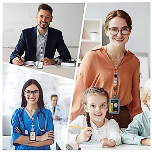 kioooki Rectractable Lanyards for ID Badges and Keys with ID Holder, Cute Beaded Teacher Lanyard with Badge Reel, Breakaway Cruise Lanyard for Women with 6 Clear Badge Holders