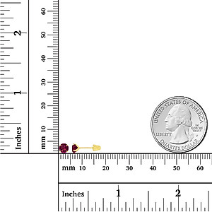 Solid 14K Yellow Gold 4mm Round Created Red Ruby July Birthstone Solitaire Ball Screw Back Stud Earring