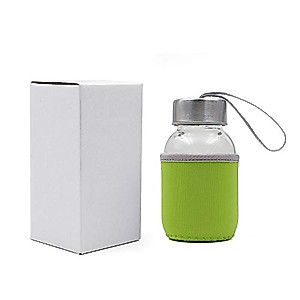 Muka (Pack of 6PCS) 5 Ounce Glass Drinking Bottle with Stainless Steel Lid Insulated Sleeve for Kids-Green/6pcs