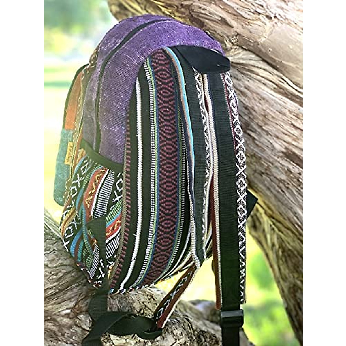 Himalaya Handmade Unique design Himalaya Hemp Backpack Small Backpack Hippie Backpack Festival Backpack Hiking & Tablet Backpack FAIR TRADE Handmade with Love, Rainbow Tie Dye, HBBH-0149