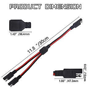 WMYCONGCONG 4 PCS 11inch 14AWG SAE Y Splitter 1 to 2 SAE Connector Quick Release Quick Disconnect Car Power Charging Extension Cable for Automotive Solar Panel (4)