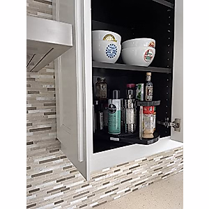 Spice Rack Organizer for Cabinet 2 Tier Lazy Susan Organizer Holds 40 Spice Jars with Double Spinner on Bottom Spice Shelf for Kitchen Pantry Organization and Storage by Stow-n-Spin Made in USA