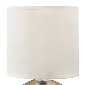 Catalina Lighting Caden 2-Pack Mini 9-inch Metal Touch Accent Lamps with Linen Drum Shades, Classic Silver, 18581-000, 9.25"