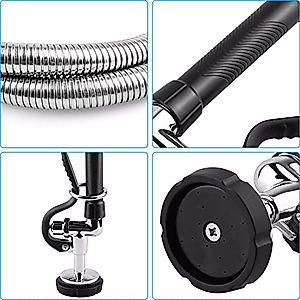 Launceter Spray Valve with 44 Inch Pre Rinse Hose,Pre Rinse Sprayer with Flexible Stainless Steel Hose for Commercial Kitchen Faucet, Black, 1 Set