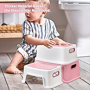 Step Stools for Kids, Toddler Step Stool for Bathroom Sink, Toilet Potty Training and Daily Stool Pink