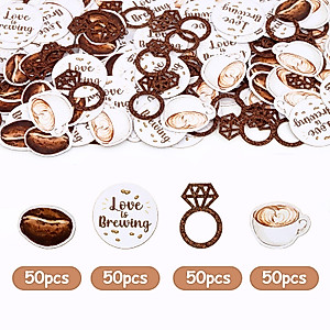 Coffee Bridal Shower Decorations - 200PCS Coffee Confetti, Love is Brewing Bridal Shower Decorations, Coffee Table Decorations for Love is Brewing Wedding Shower Engagement Party