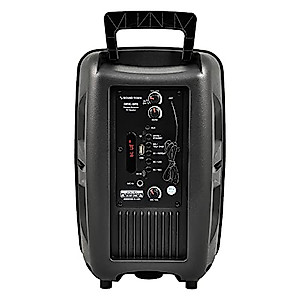 Sound Town 8-inch 2-Way Portable PA Speaker with Built-in Rechargeable Battery, 1 Wired Mic, Bluetooth, USB, SD Card Reader, LED Light (OPIK-8PS)