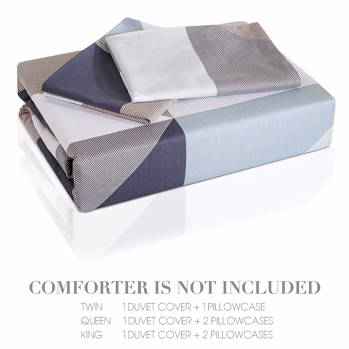 Alanzimo Cotton Duvet Cover Set King Size, 100% Natural Cotton Geometric Print Duvet Cover Soft Breathable 3 Piece Bedding Set for All Seasons(1 King Comforter Cover + 2 Pillowcases)