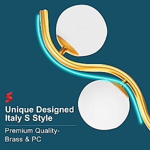 Lightdot 61IN Gold Floor Lamp, Globe Standing Lamp with 2PCS 3000K G9 Bulbs Soft Warm White Eye Care, Mid Century Modern Floor Lamp for Living Room Bedroom Home Decor