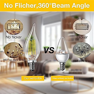 DAYBETTER E12 Candelabra Light Bulbs 60 Watt Equivalent, Dimmable LED Light Bulb Daylight White 5000K, Clear Filament Chandelier Light Bulbs 5.5W 600lm CA11 LED Bulbs, Ceiling Fan Light Bulbs, 5 Pack