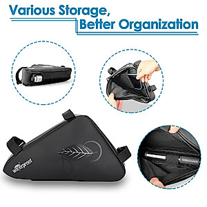 WOTOW Bike Tire Repair Tool Kit, Waterproof Frame Storage Bag & Mini Bike Pump & 16 in 1 Multitool & Bicycle Tyre Lever Patch Portable Repair Tool Accessories Set for Road Mountain BMX Cycling(16)