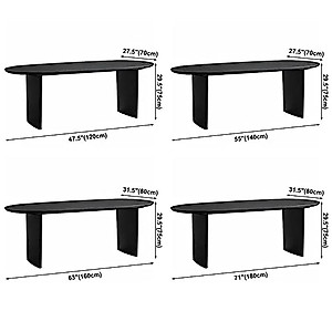 NIUYAO Modern Solid Oval Table with Double Pedestal, Natural Black Wood Top Table Simplicity Wabi-sabi Style Furniture for Dining Room Kitchen Leisure Coffee Table -55" L x 27.5" W x 29.5" H