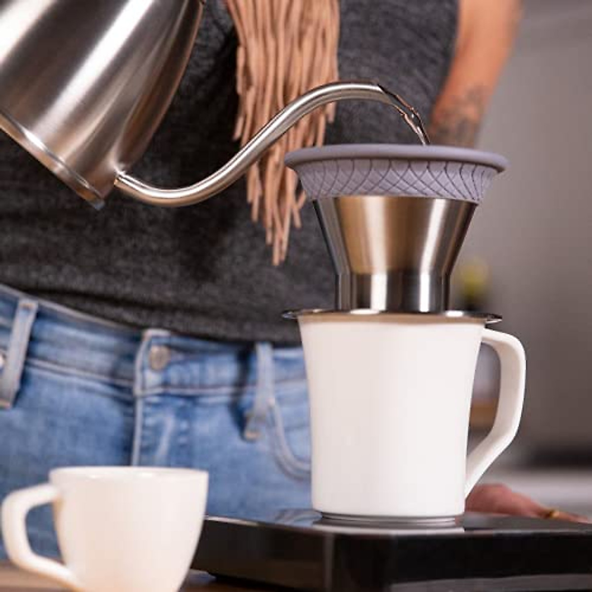 ESPRO BLOOM Pour Over Coffee Brewer Set - Dual Filter Mode Makes Coffee in 2 Minutes, Brushed Stainless Steel