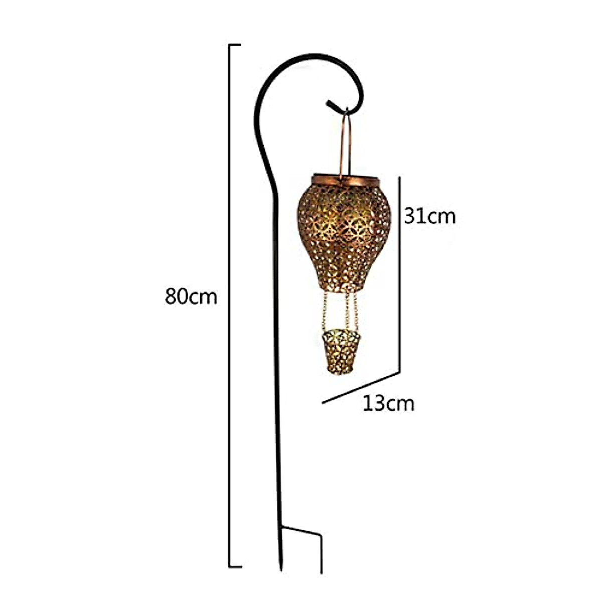 LED Solar Light Hollow Wrought Iron Air Balloon Lawn Stakes Lamp Waterproof Outdoor Landscape Garden Lamp Yard Art for Home Courtyard Decoration