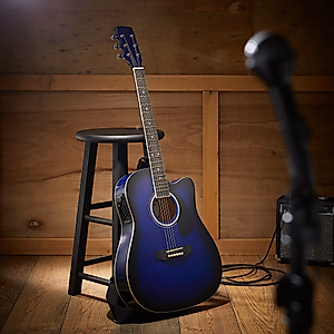 Ashthorpe Full-Size Cutaway Thinline Acoustic-Electric Guitar Package - Premium Tonewoods - Blue