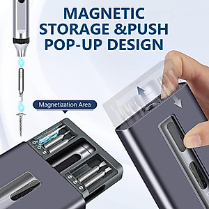 GuDoQi Precision Screwdriver Set 52 in 1, Cordless Rechargeable Mini Electric Screwdriver, LED Display, 48 Magnetic Bits, Power Screwdriver with 2 Lights, Portable Repair Tool Kit for Phone, Laptops