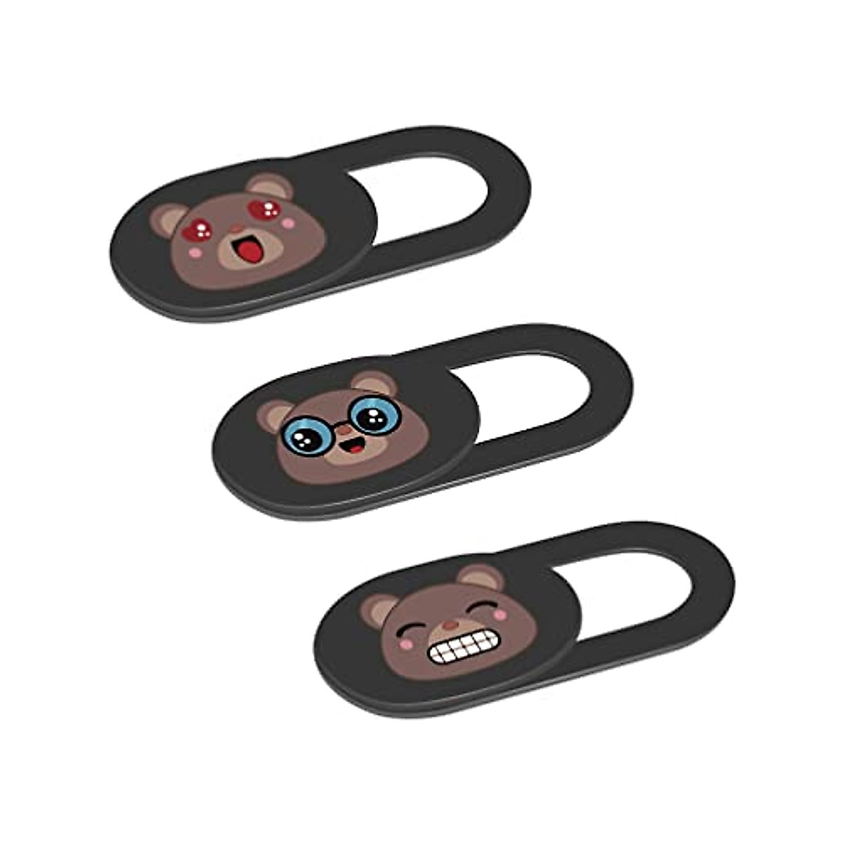 Cartoon Bear Camera Cover Slide: 3PCS Cute Animal Pattern Webcam Protection Cover Slide Phone Camera Blocker Ultra Thin Cover Slide for Laptop Tablet Mobile Phone