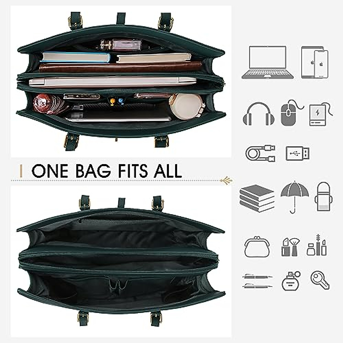 IGOLUMON Laptop Bag for Women 15.6 Inch Leather Laptop Tote Bag Waterproof Womens Work Shoulder Bag Professional Computer Briefcase Business Office Bag Large Capacity Fashion Handbag