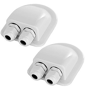 2 Pack of IP68 Waterproof Solar Cable Entry Gland by Restmo, Weather Resistant Dual Cable Entry Housing for Solar Panels of RV, Caravan, Marine, Boat, Cabin, White