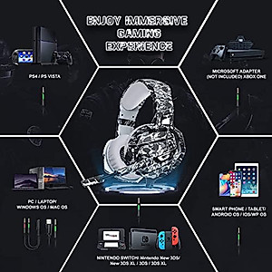 FEIYING Gaming Headset with Microphone, Gaming Headphones Stereo 7.1 Surround Sound PS4 Headset 50mm Drivers, 3.5mm Audio Jack Over Ear Headphones Wired for PC Switch Playstation Xbox PS5 Laptop