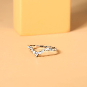 Mameloly Wedding Bands for Women Pear & Round Shaped Stackable Cubic Zirconia Half Eternity CZ Curved Engagement Rings for Her Size 4.5