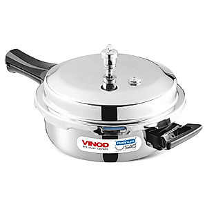 Vinod Platinum Triply Stainless Steel Pressure Cooker Mini - 2 Litre | SAS Bottom Pan Cooker | Induction and Gas Base Cooker | ISI and CE certified
