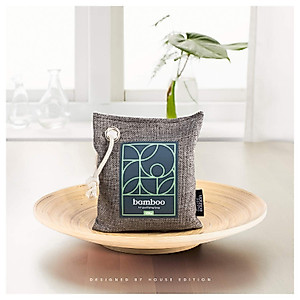 Bamboo Charcoal Air Purifying Bag 4-Pack – Naturally Freshen Air with Powerful Activated Charcoal Bags Odor Absorber – Kid and Pet-Friendly Air Fresheners for Home or Car by House Edition, 4x200g